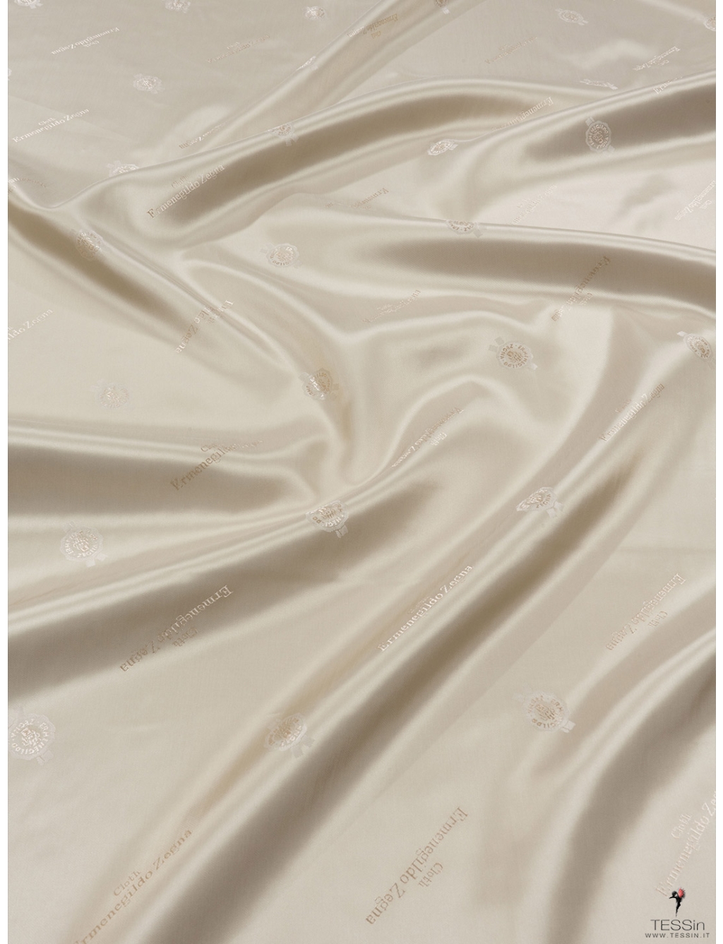 Cupro Bemberg Jacquard Fabric Beige Ermenegildo Zegna EZ-FD-109