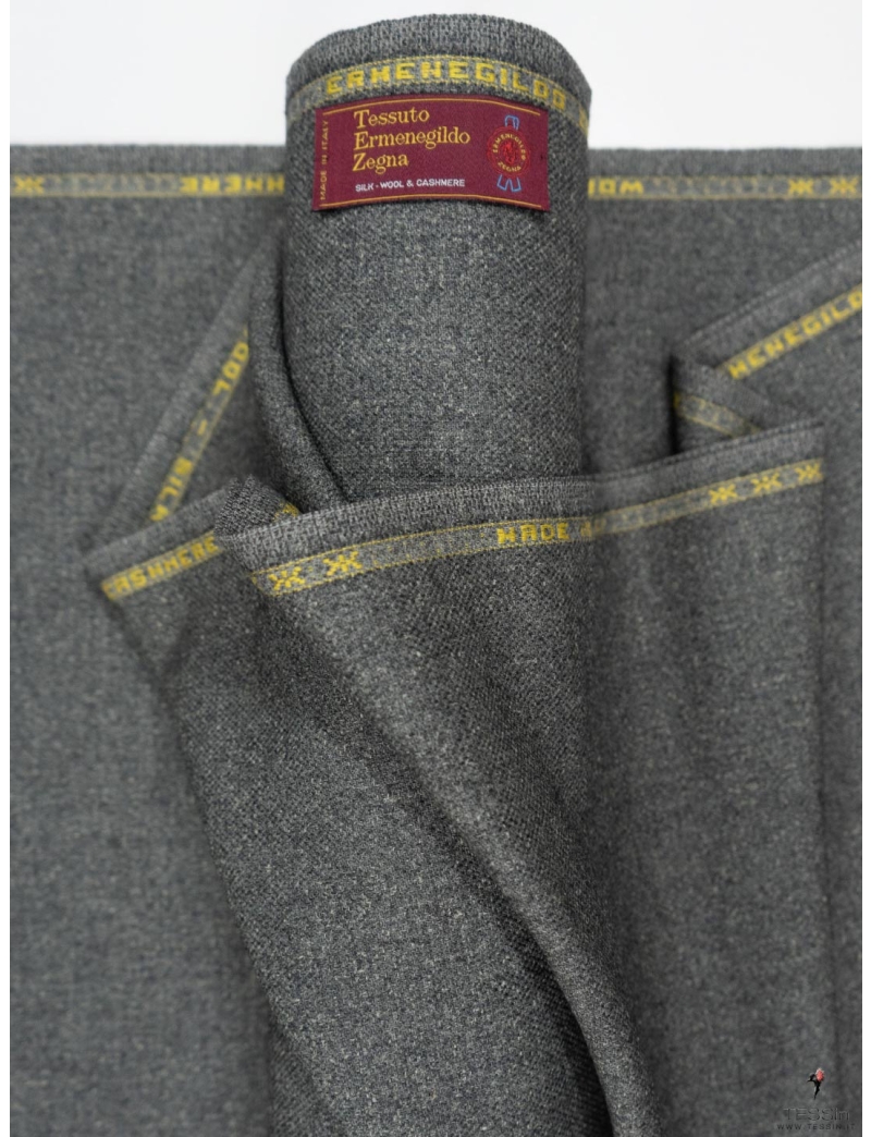 Wool Silk Cashmere Fabric Mélange Grey Ermenegildo Zegna EZ-766-0586