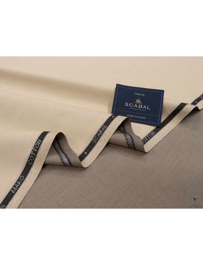 Denim Deluxe Mako Cotton Fabric Almond Oil Scabal SC-C2422-501383