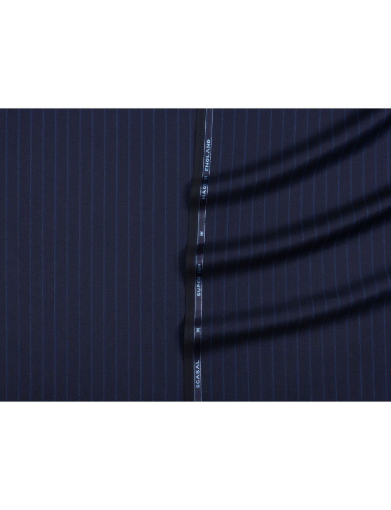 Galaxy Hopsack Fabric Pinstripe Navy Blue Light Blue Scabal SC-C2549-705656