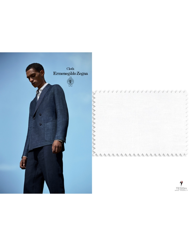 Pure Linen Shirting Fabric White Ermenegildo Zegna EZ-BOOK-24-62001