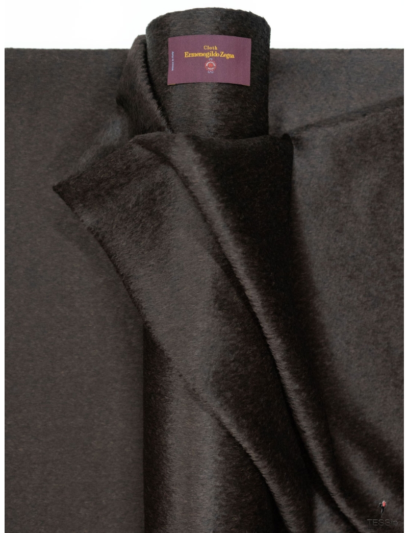 Alpaca Wool Beaver Coat Fabric Dark Brown Ermenegildo Zegna EZ-F507S-6