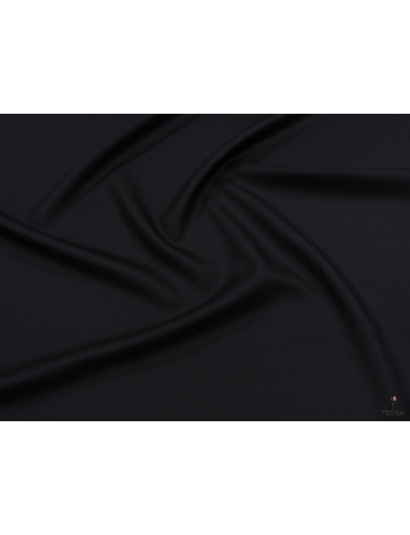 Mtr. 3.00 Wool Cashmere Twill Fabric Black Lanificio Colombo LC-7517-10 ...